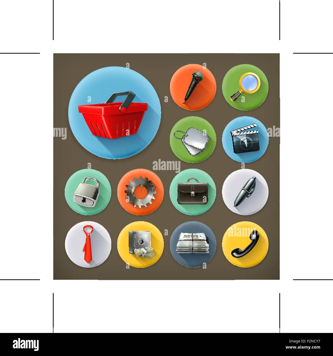 Basket icon long shadow Cut Out Stock Images & Pictures - Alamy