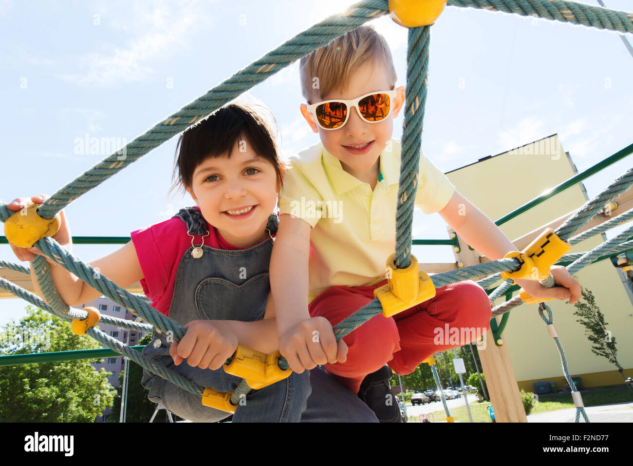 group of happy kids on children playground Stock Photo - Alamy