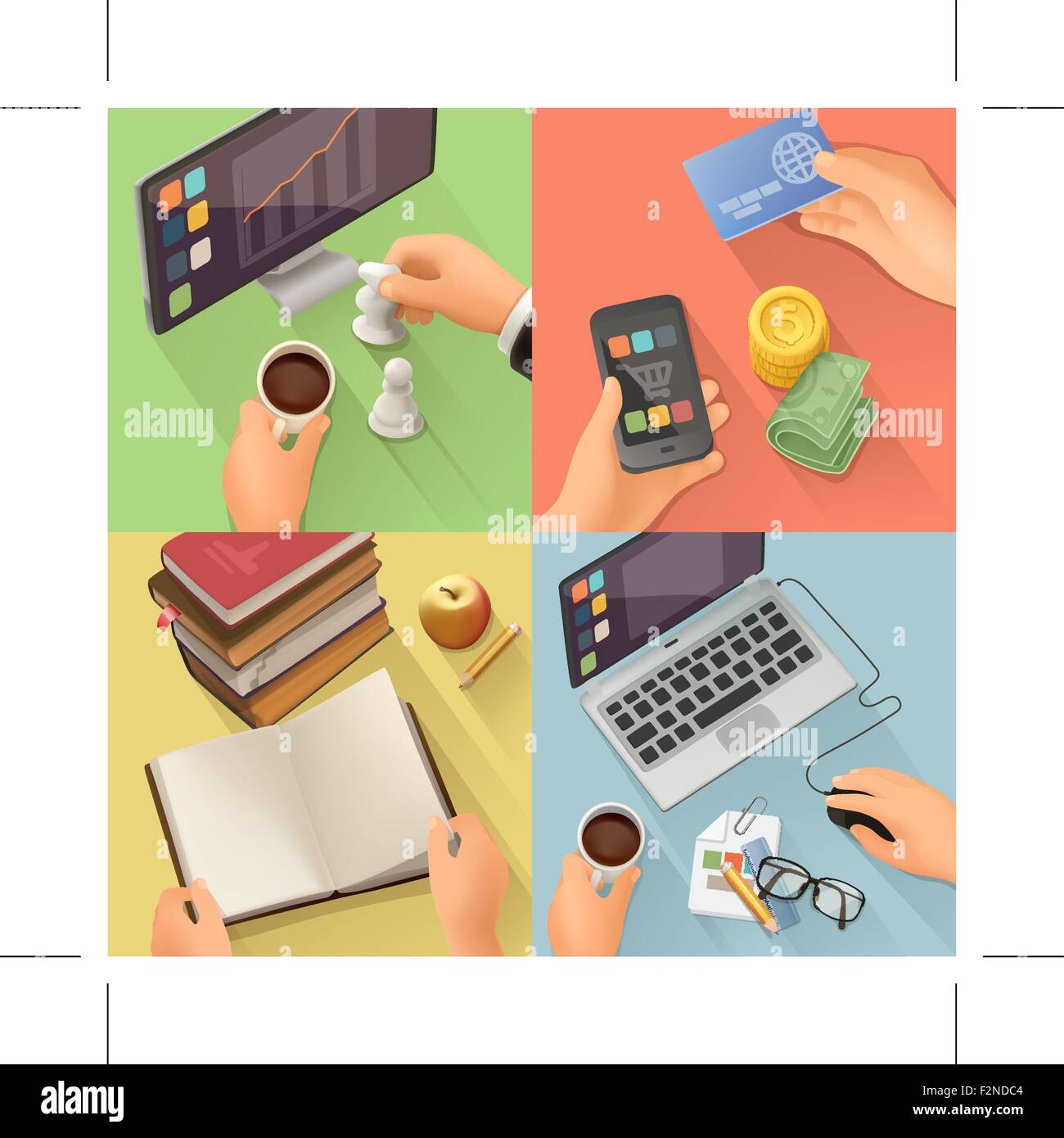 Workplace vector background flat design, set Stock Vector Image & Art ...