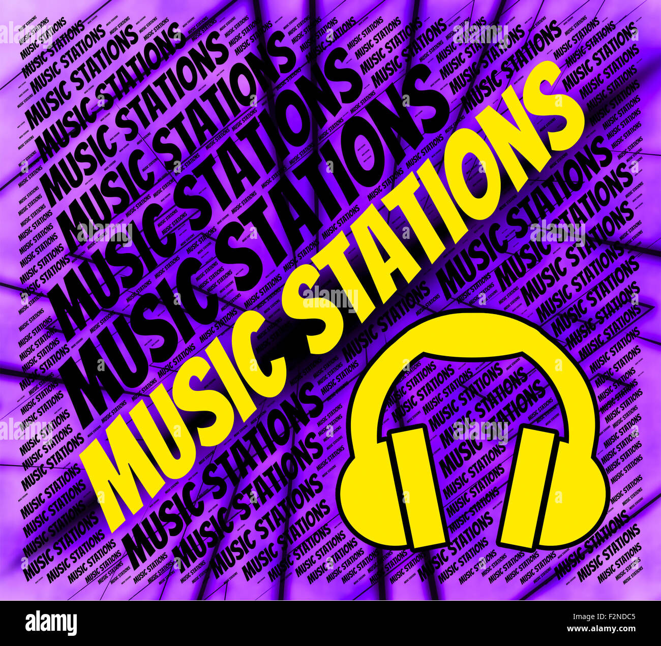 Music Stations Showing Audio Broadcasting And Satellite Stock Photo - Alamy
