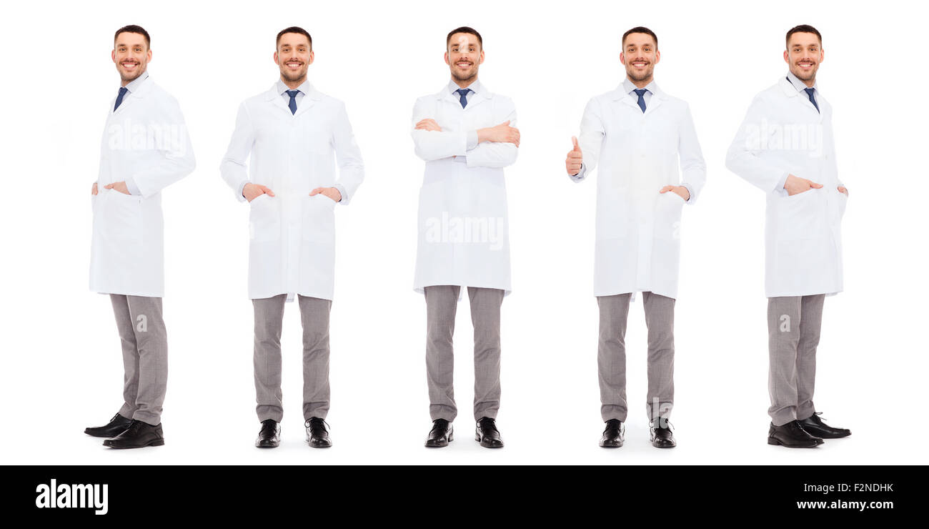 happy doctors with stethoscope showing thumbs up Stock Photo - Alamy