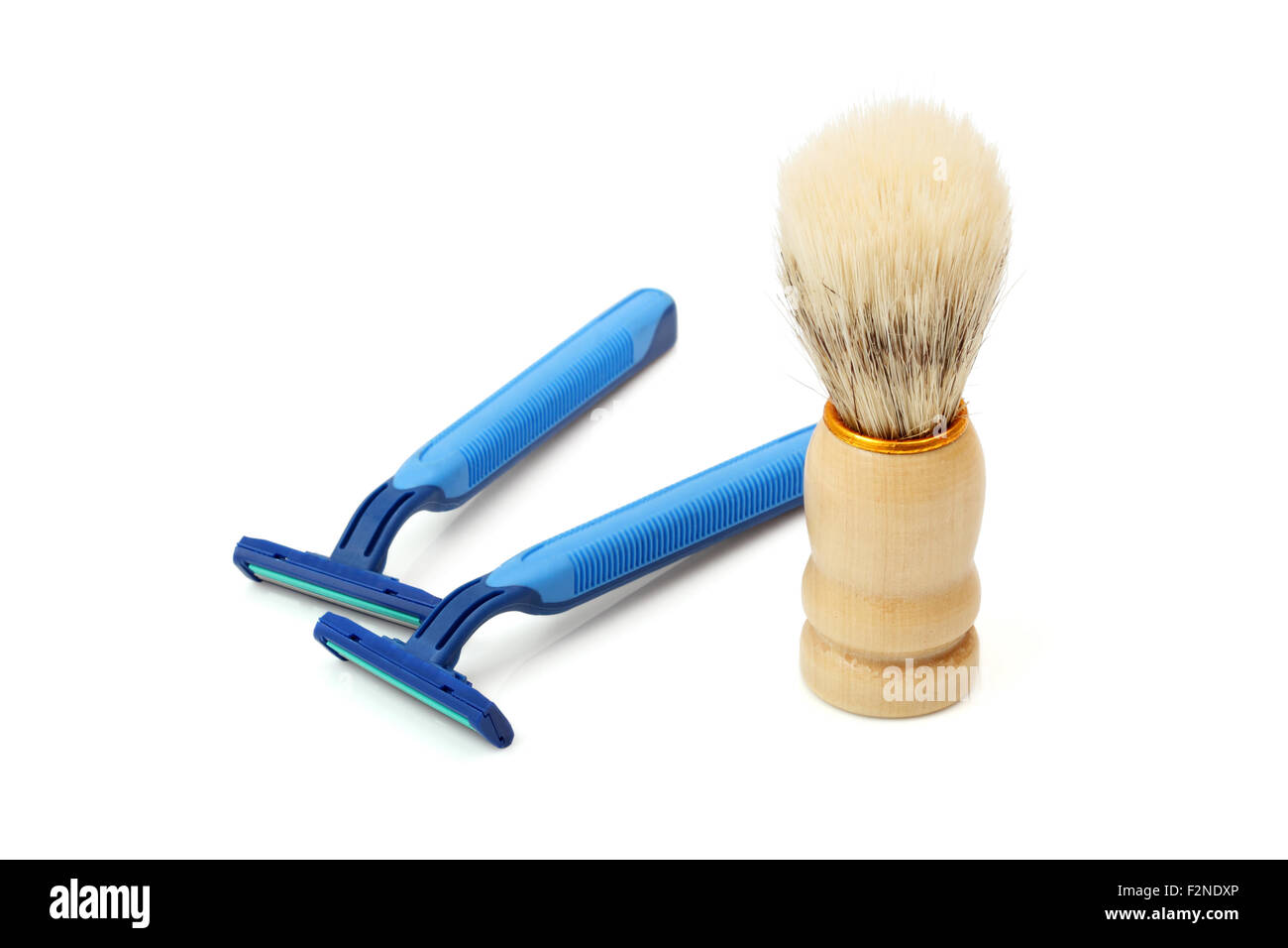 Shaving Brush and Disposable Shaving Razor Stock Photo - Alamy