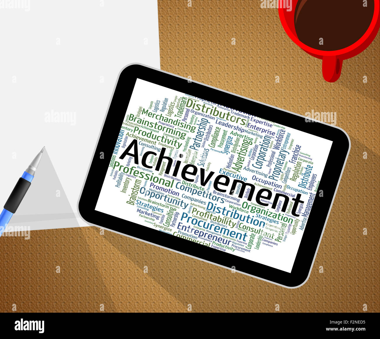 Achievement Word Showing Achieving Success And Victory Stock Photo - Alamy