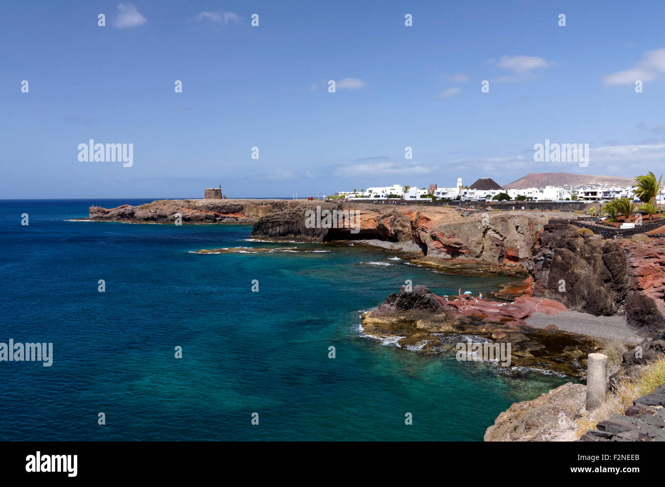 Rugged volcanic coastline, Las Coloradas, Playa Blanca, Lanzarote ...