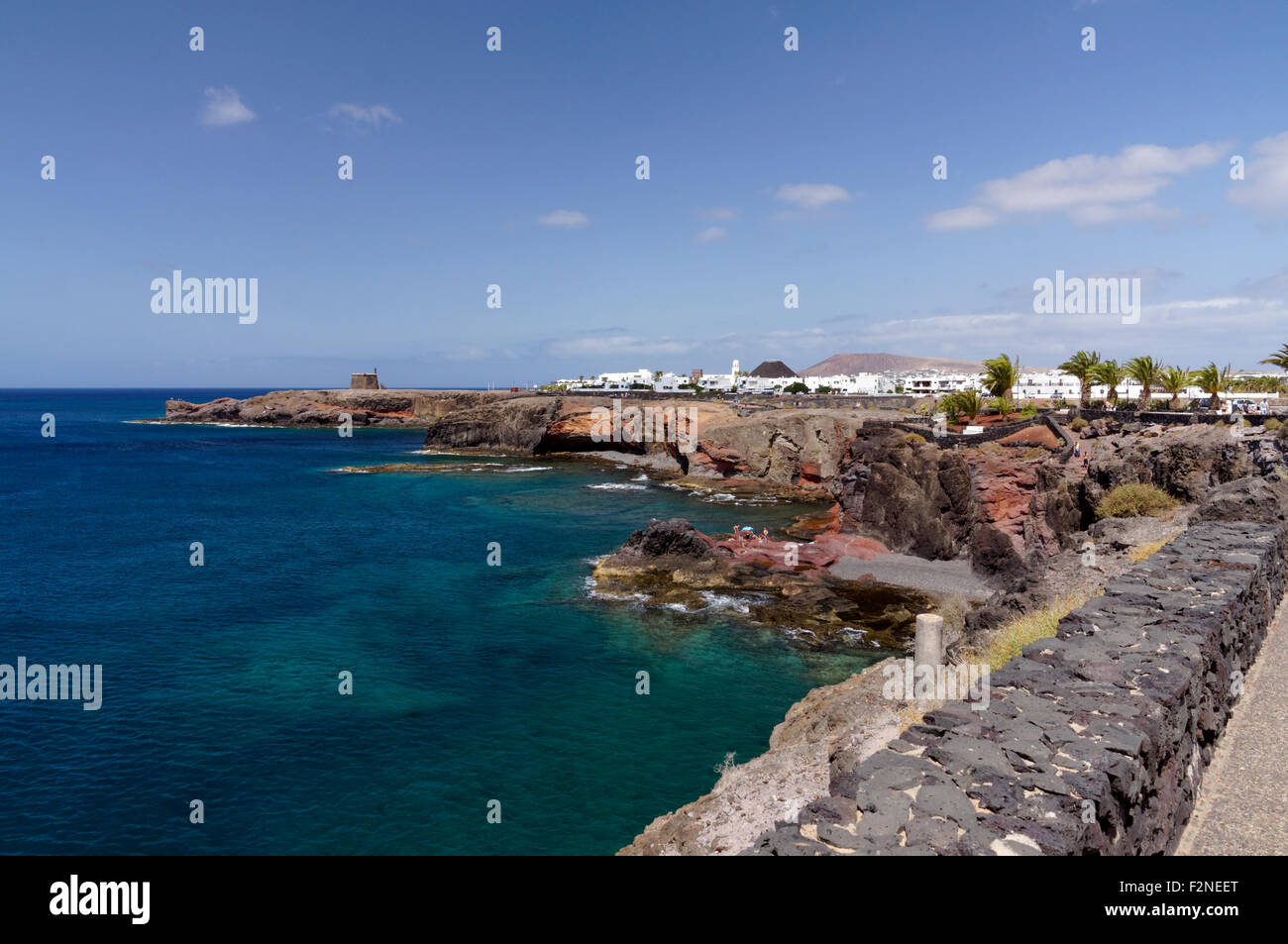 Rugged volcanic coastline, Las Coloradas, Playa Blanca, Lanzarote ...