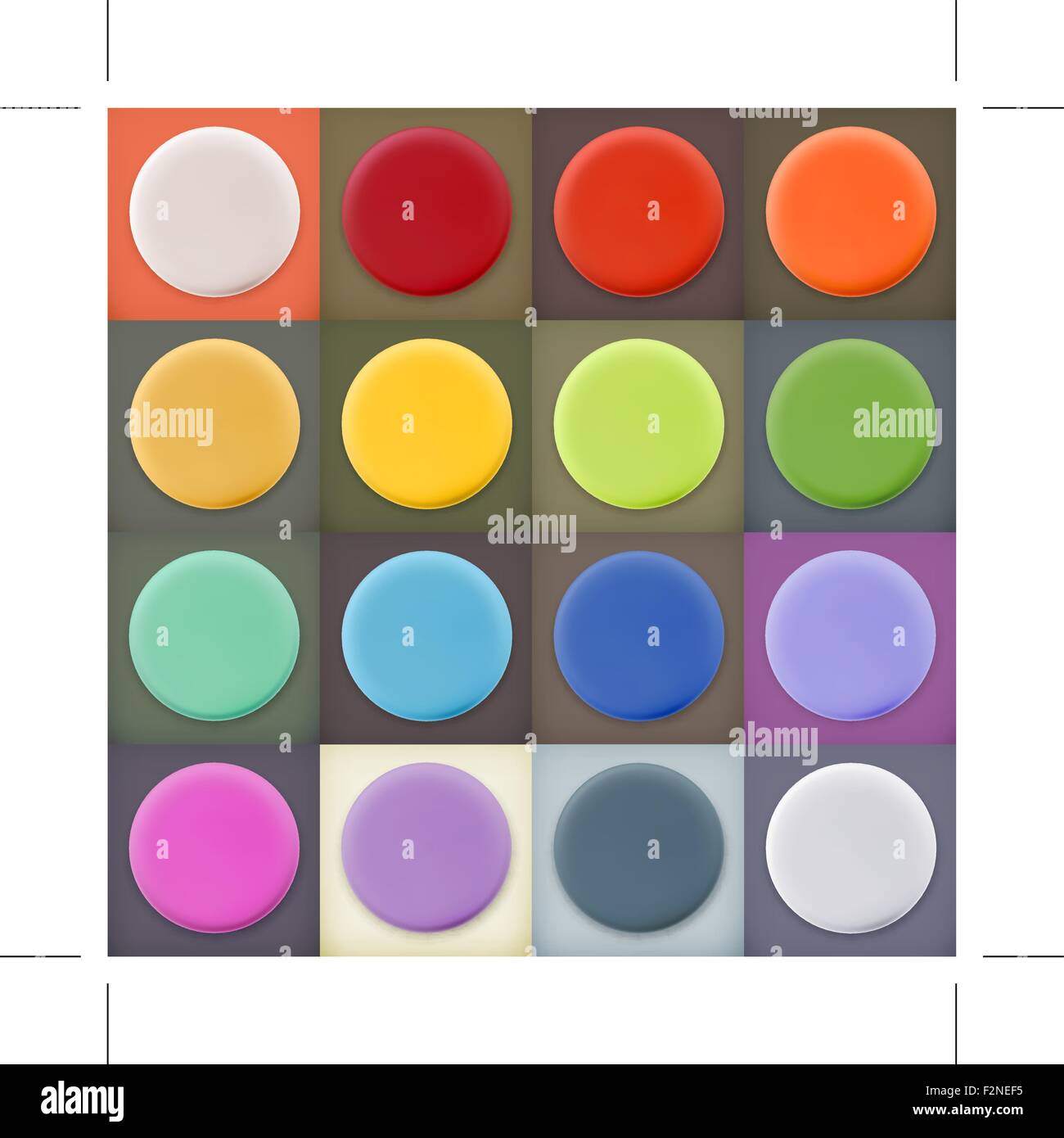 Round empty blanks web icons and buttons with drop shadow on color ...