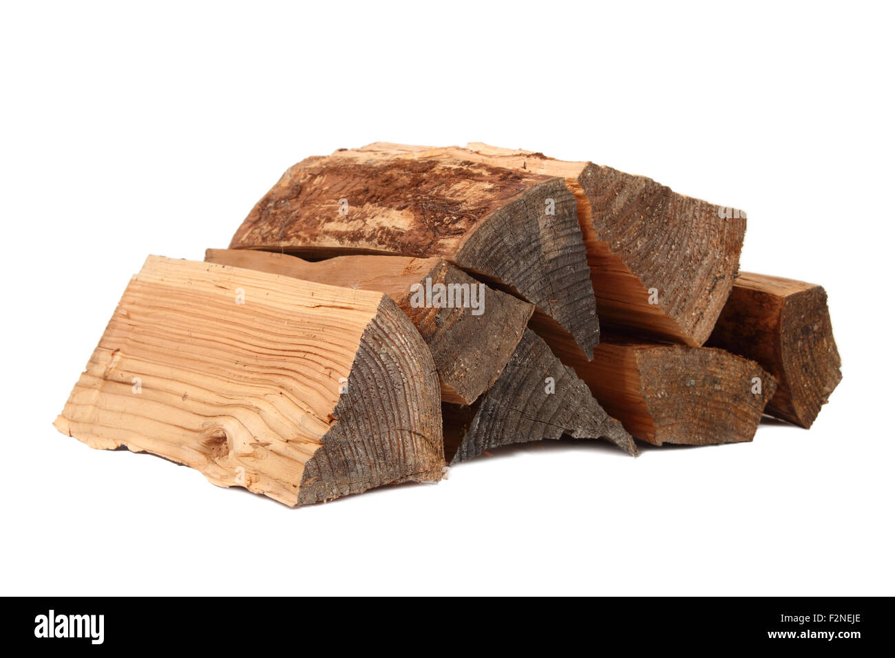 Stack of split firewood. Isolated on a white background Stock Photo - Alamy