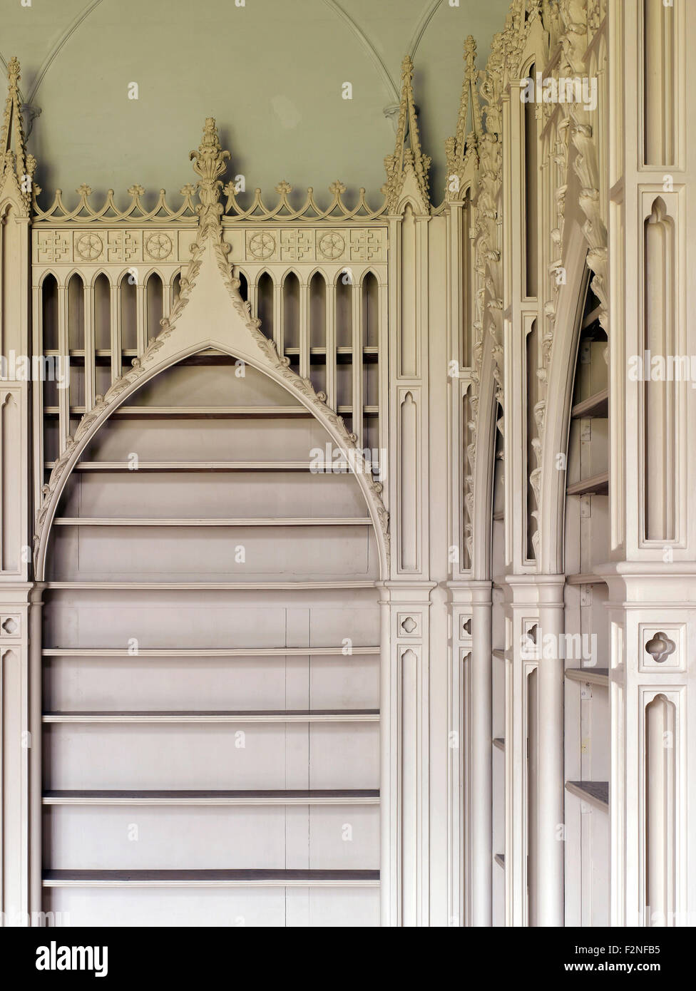 Library shelves. Strawberry Hill House, Twickenham, United Kingdom ...