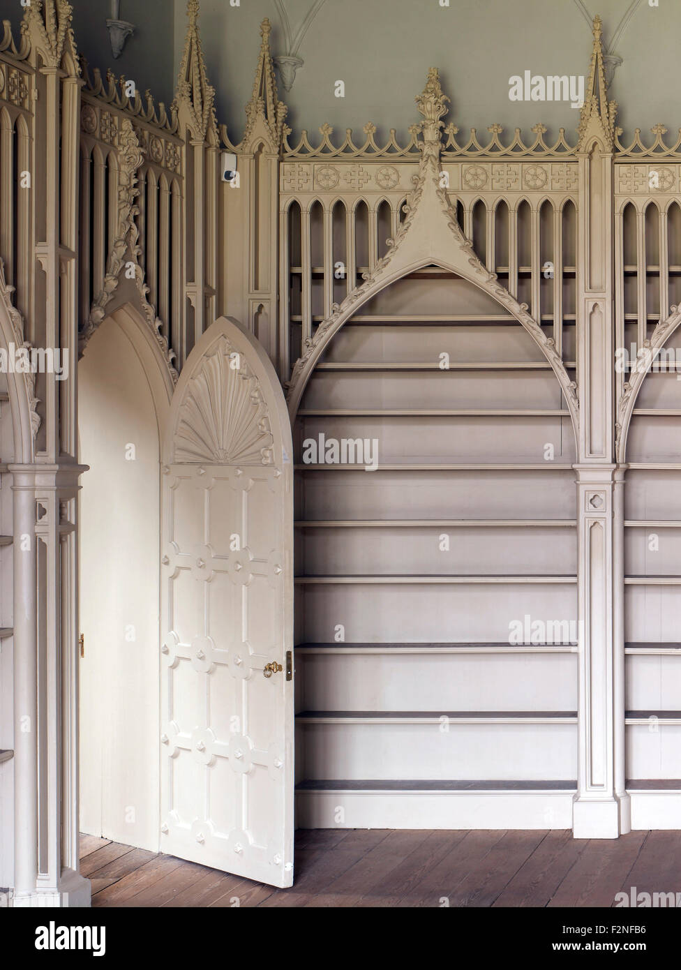 Library shelves. Strawberry Hill House, Twickenham, United Kingdom ...