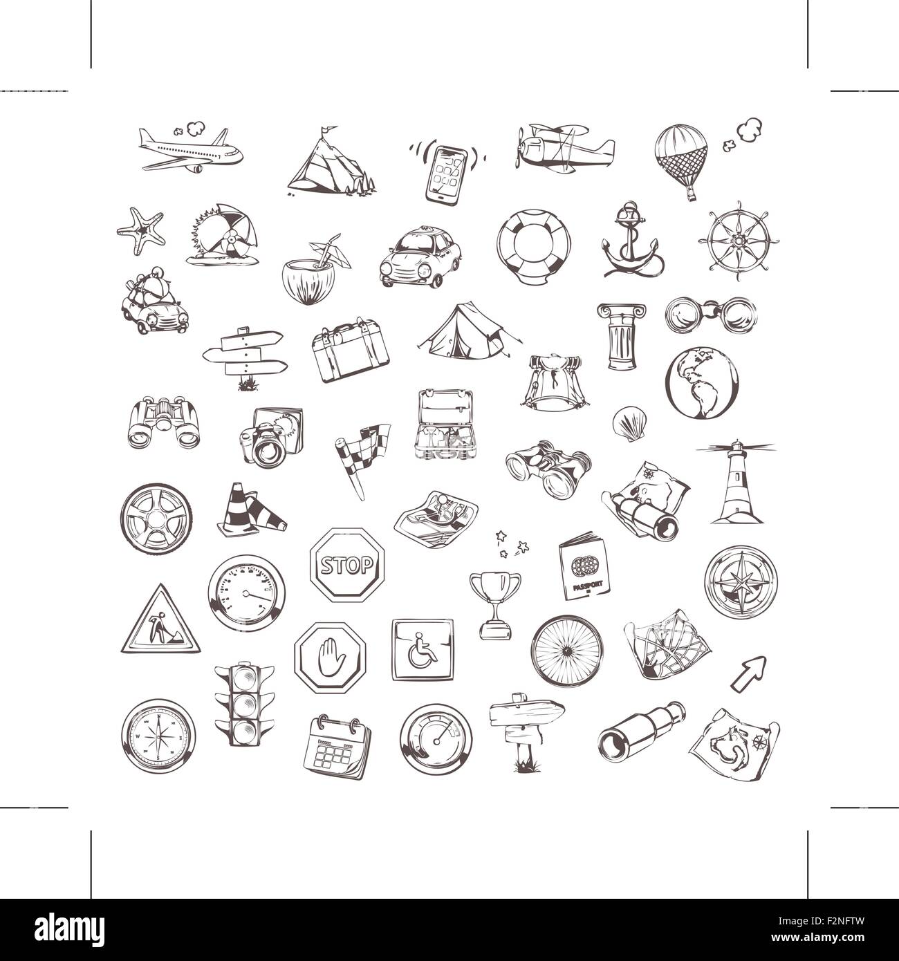 Sketch vacation icons Cut Out Stock Images & Pictures - Alamy