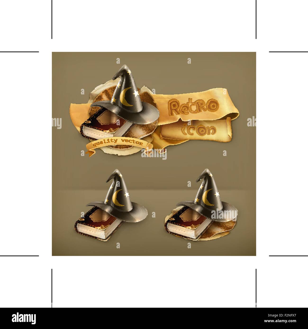 Wizard hat and old book vector icon Stock Vector Image & Art - Alamy