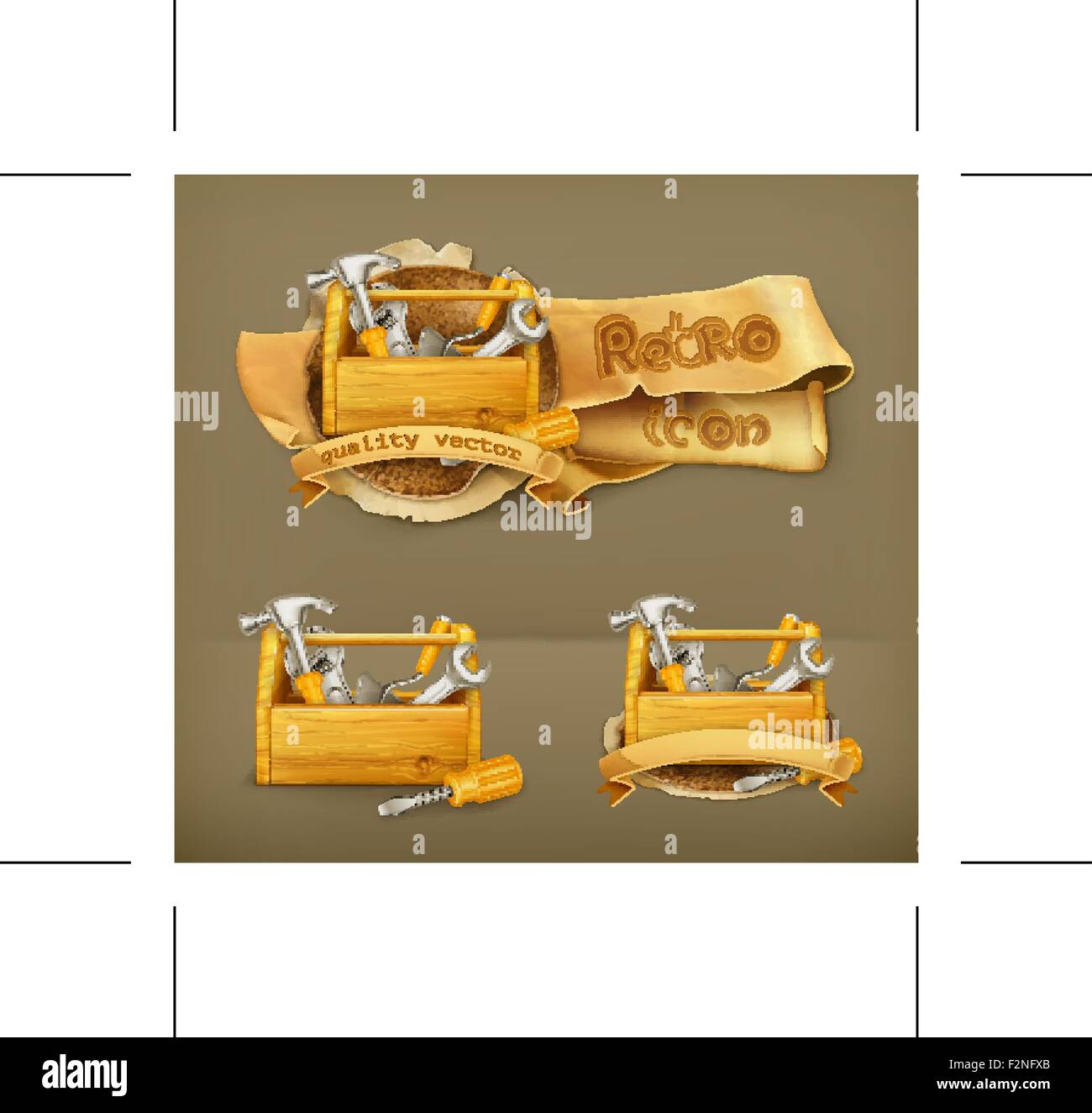 Wooden toolbox vector icon Stock Vector Image & Art - Alamy