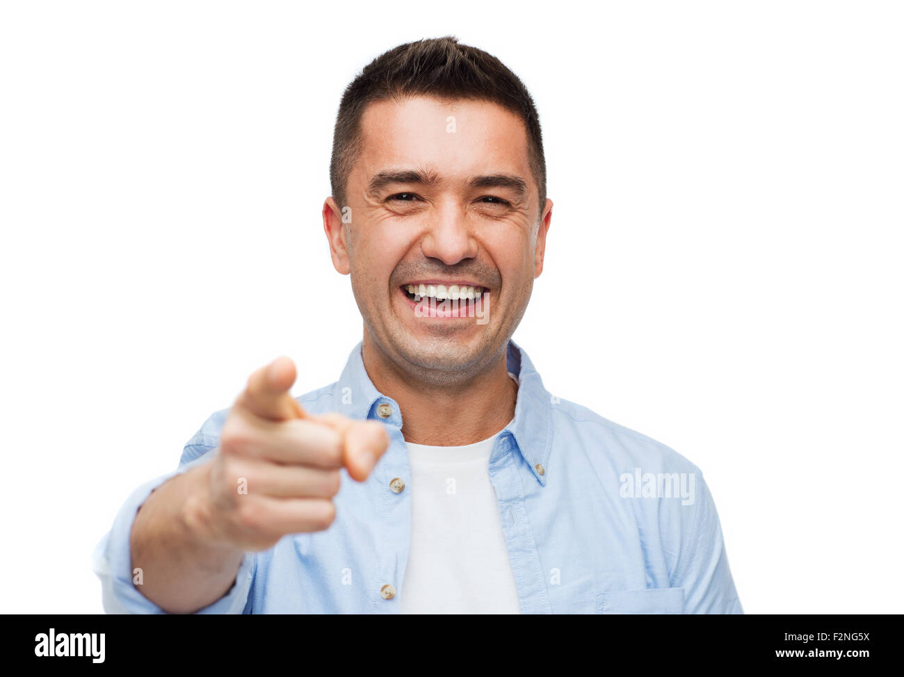 smiling man pointing finger on you Stock Photo - Alamy