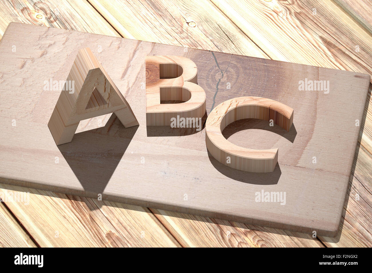 3d rendering of a wooden abc letters Stock Photo - Alamy