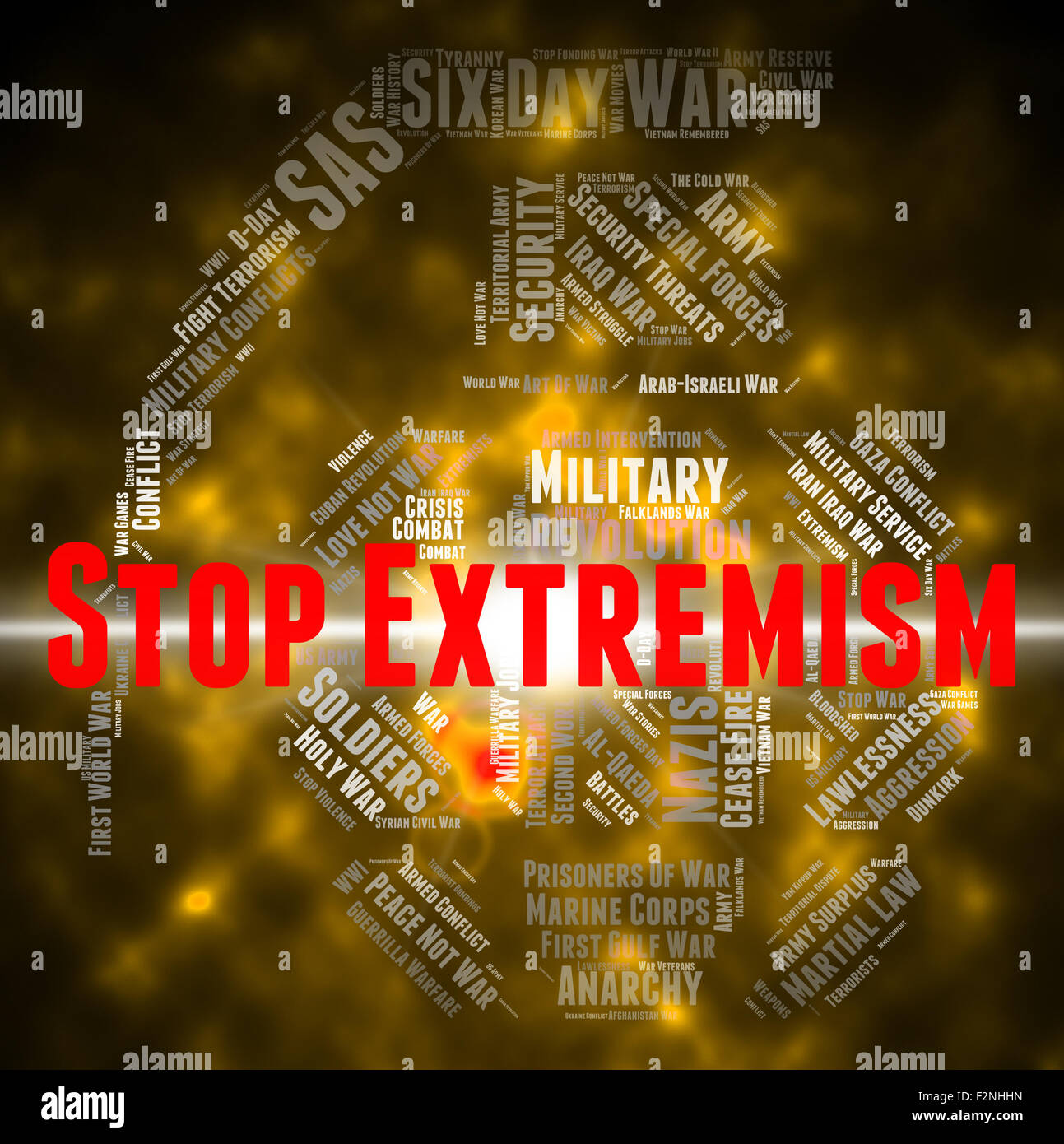 Stop Extremism Meaning Warning Sign And Fundamentalism Stock Photo - Alamy