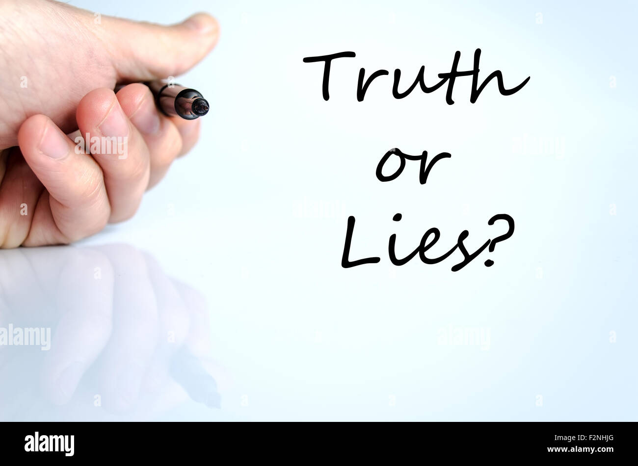 Truth or lies text concept isolated over white background Stock Photo ...