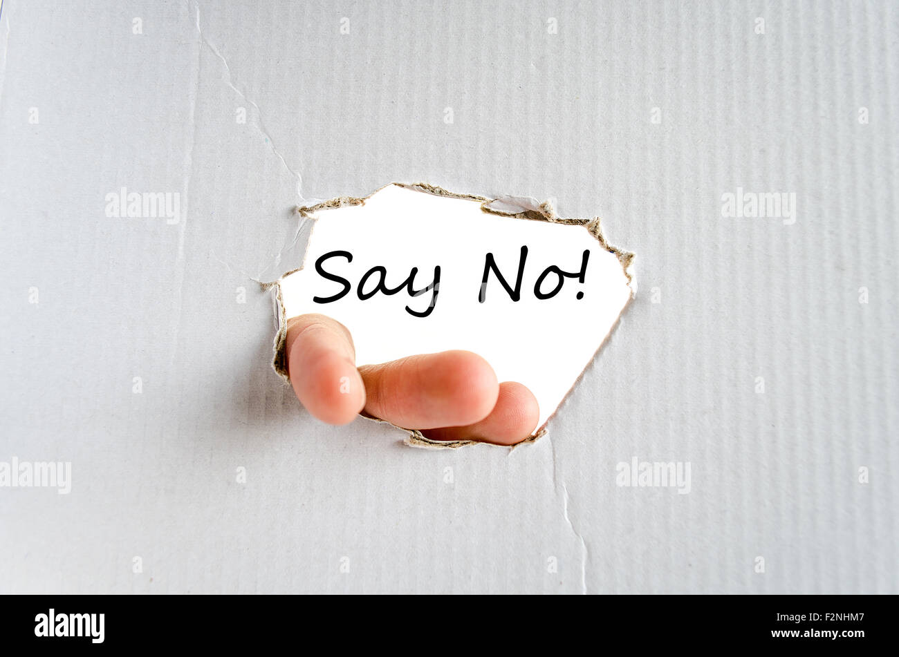 Say no text concept isolated over white background Stock Photo - Alamy
