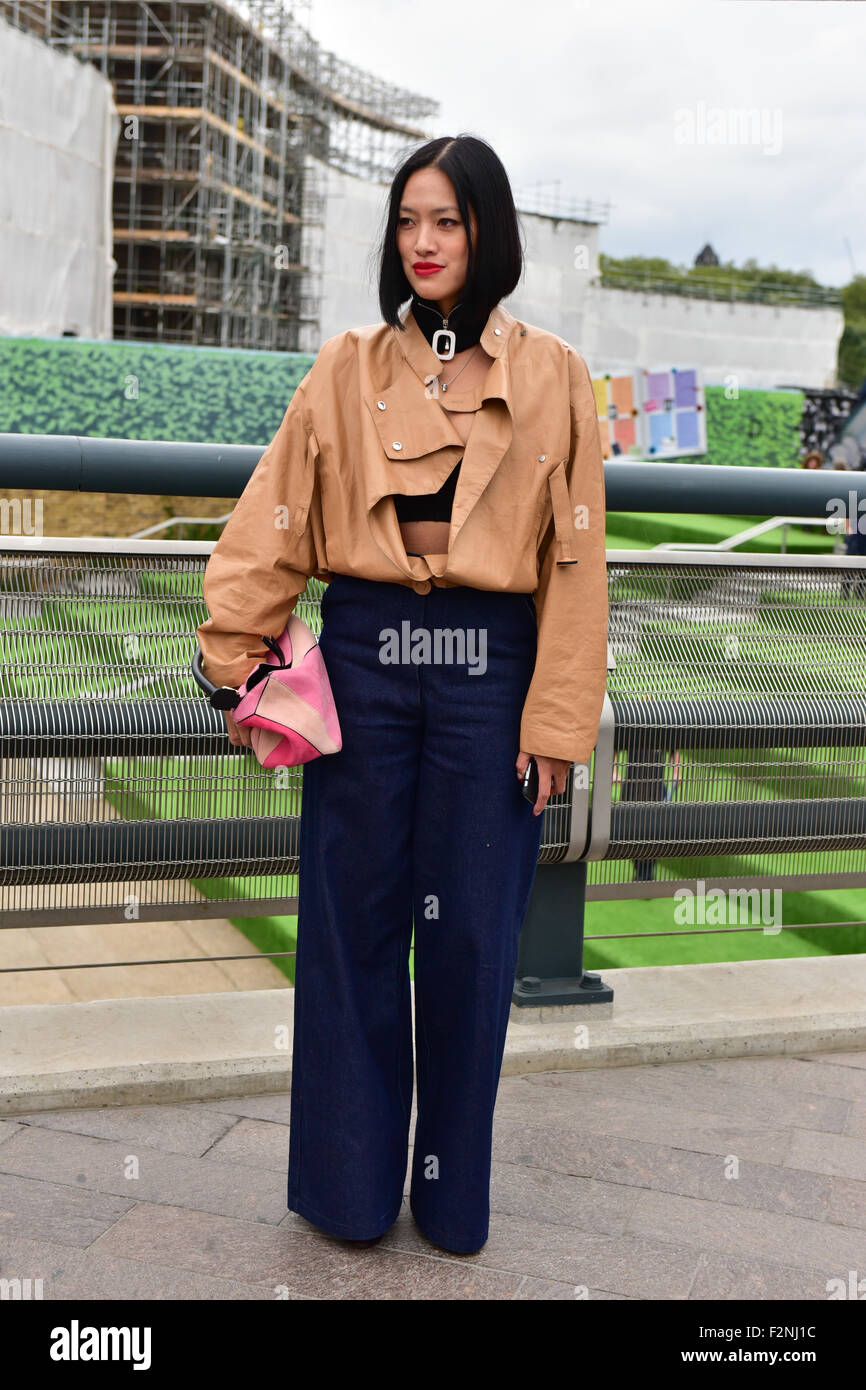 Tiffany Hsu arriving at the Erdem runway show during London Fashion ...