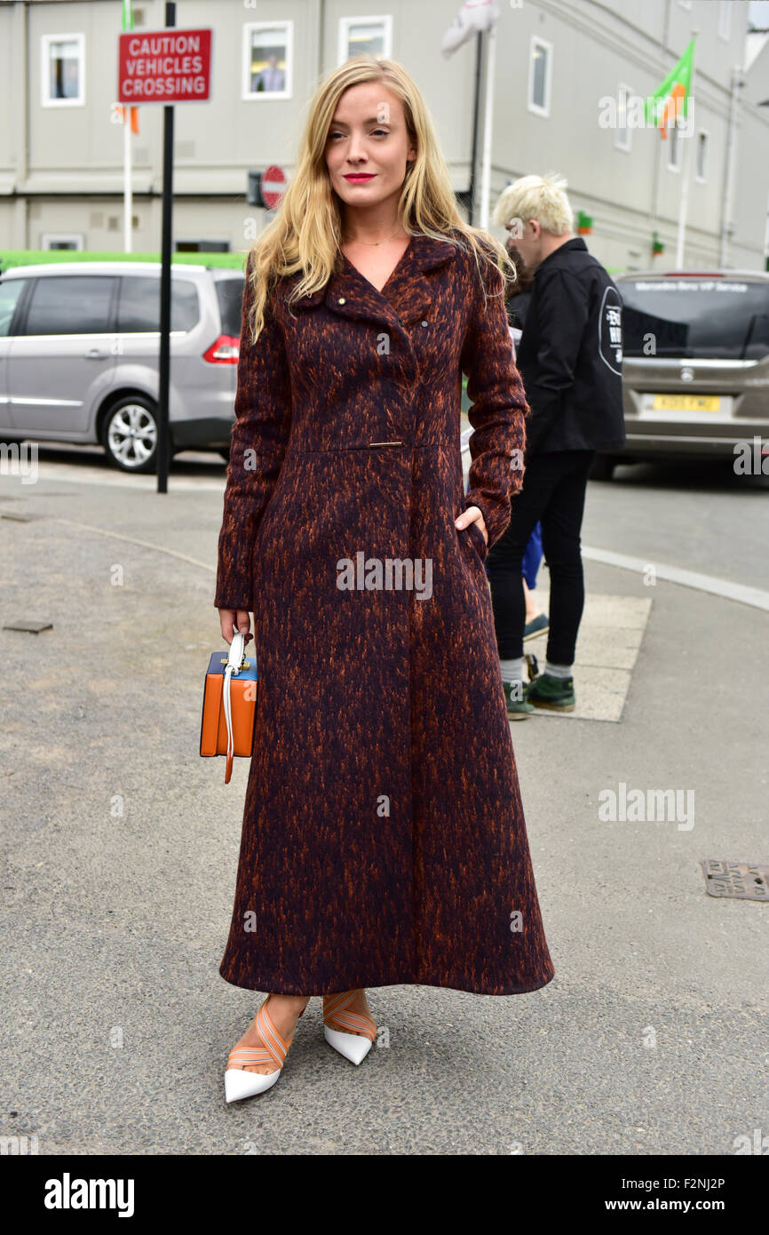 Kate Foley arriving at the Erdem runway show during the London Fashion ...