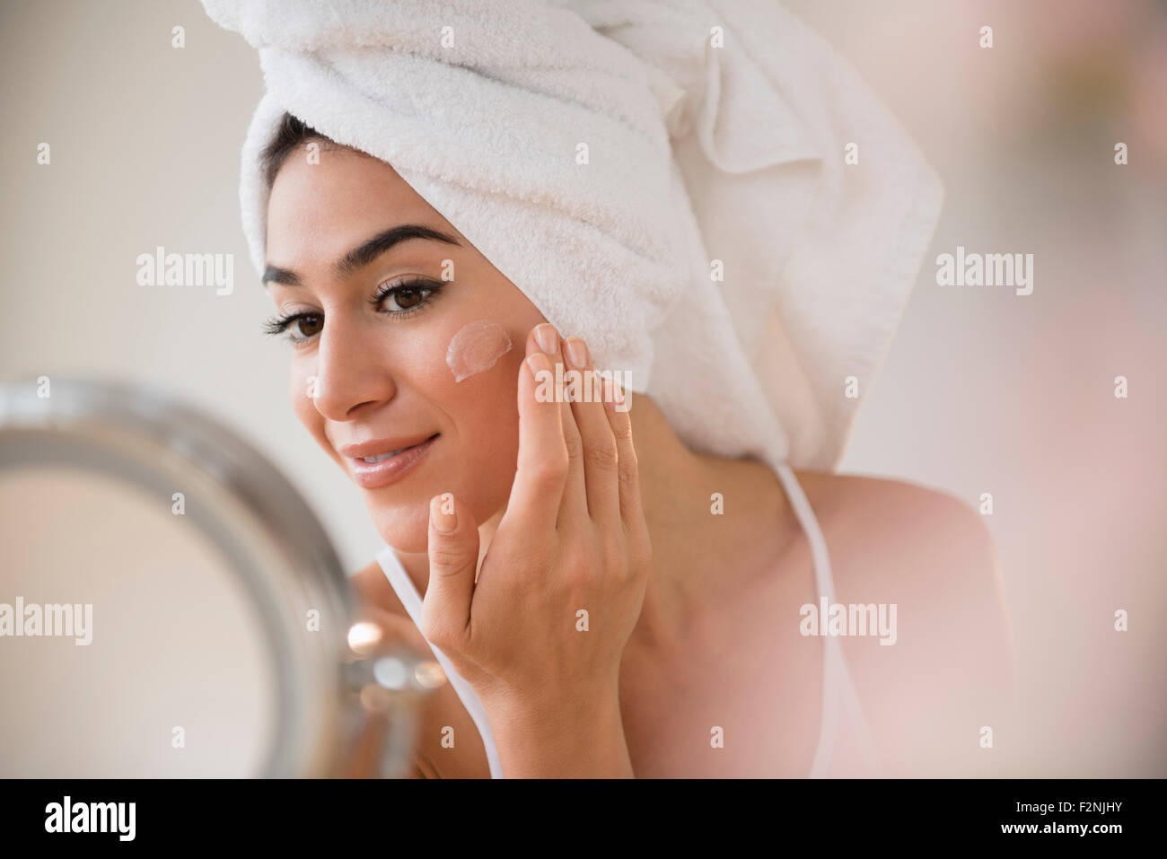 Woman face lotion close up hi-res stock photography and images - Alamy