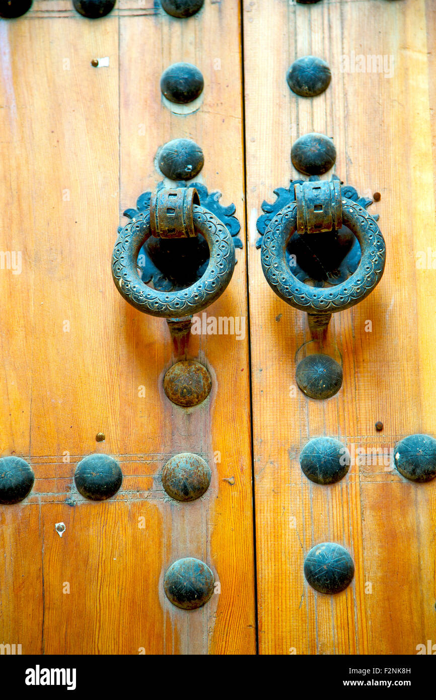 brown morocco in africa the old wood facade home and rusty safe padlock ...