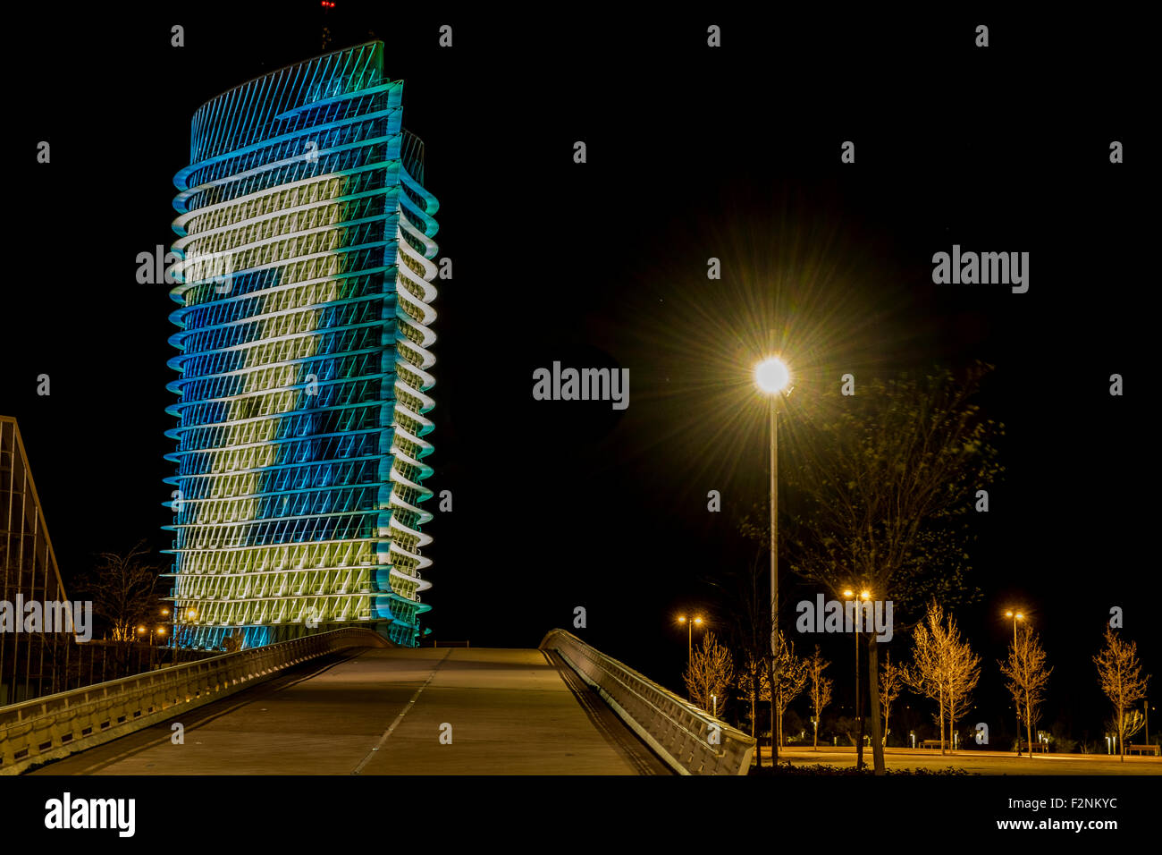 Water Tower by Night. Torre del Agua is a 249 ft, high tower built at ...