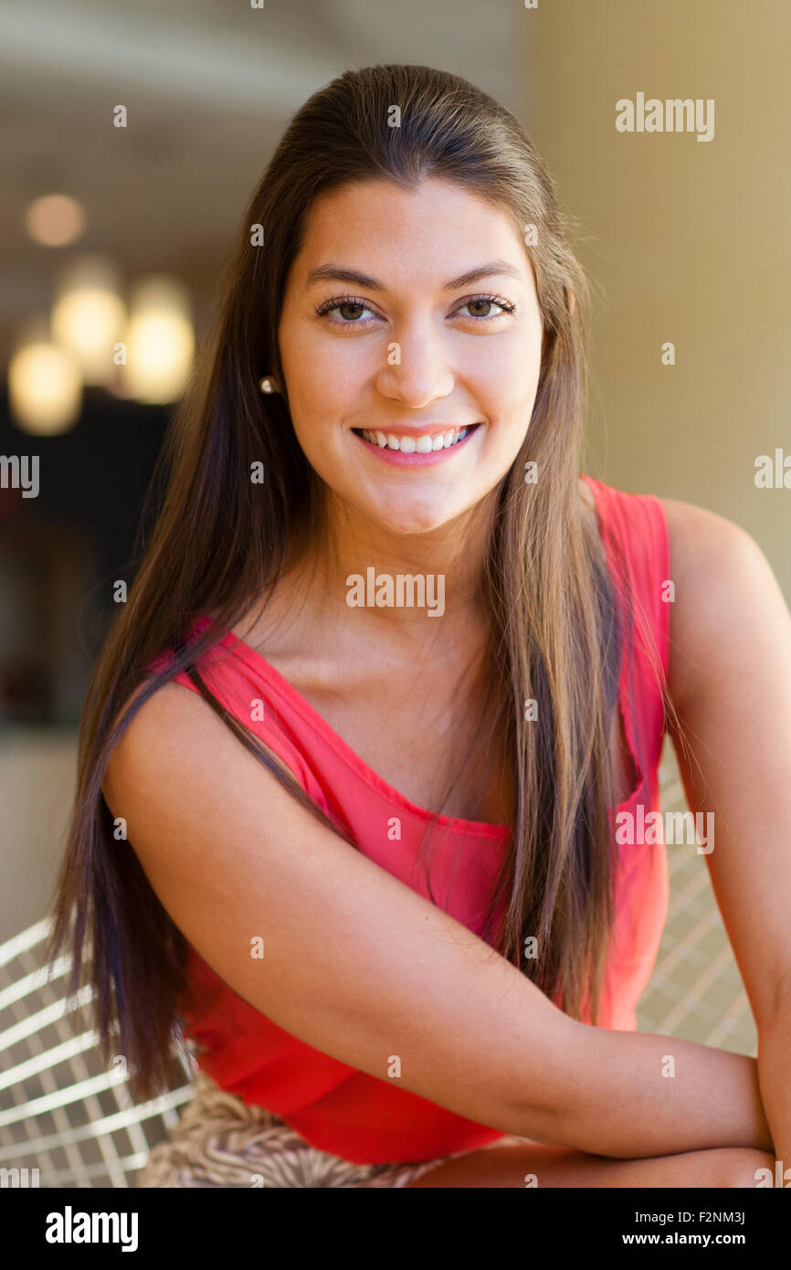 Close up of Hispanic woman smiling Stock Photo - Alamy