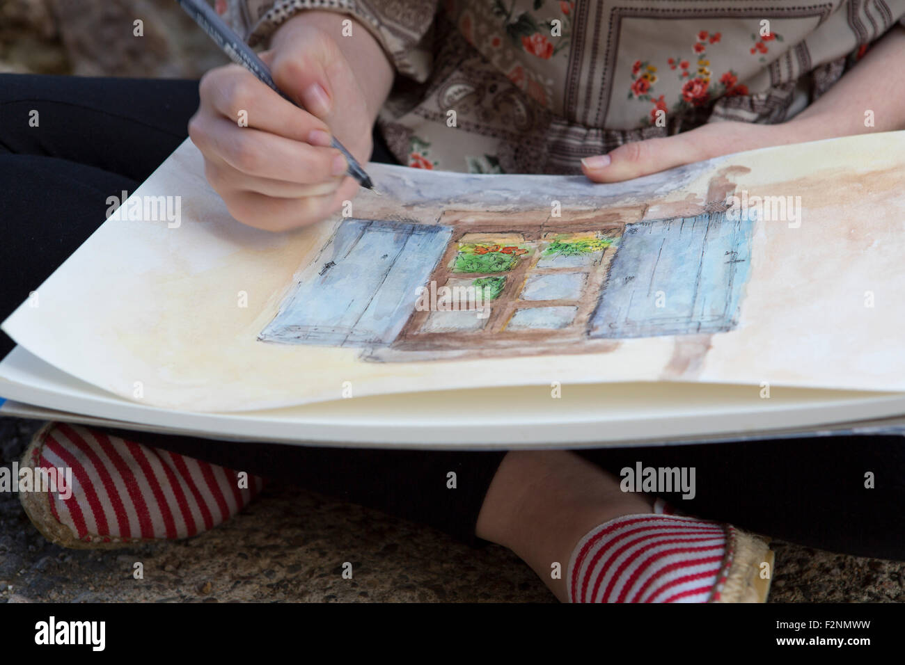 Caucasian child drawing hi-res stock photography and images - Alamy