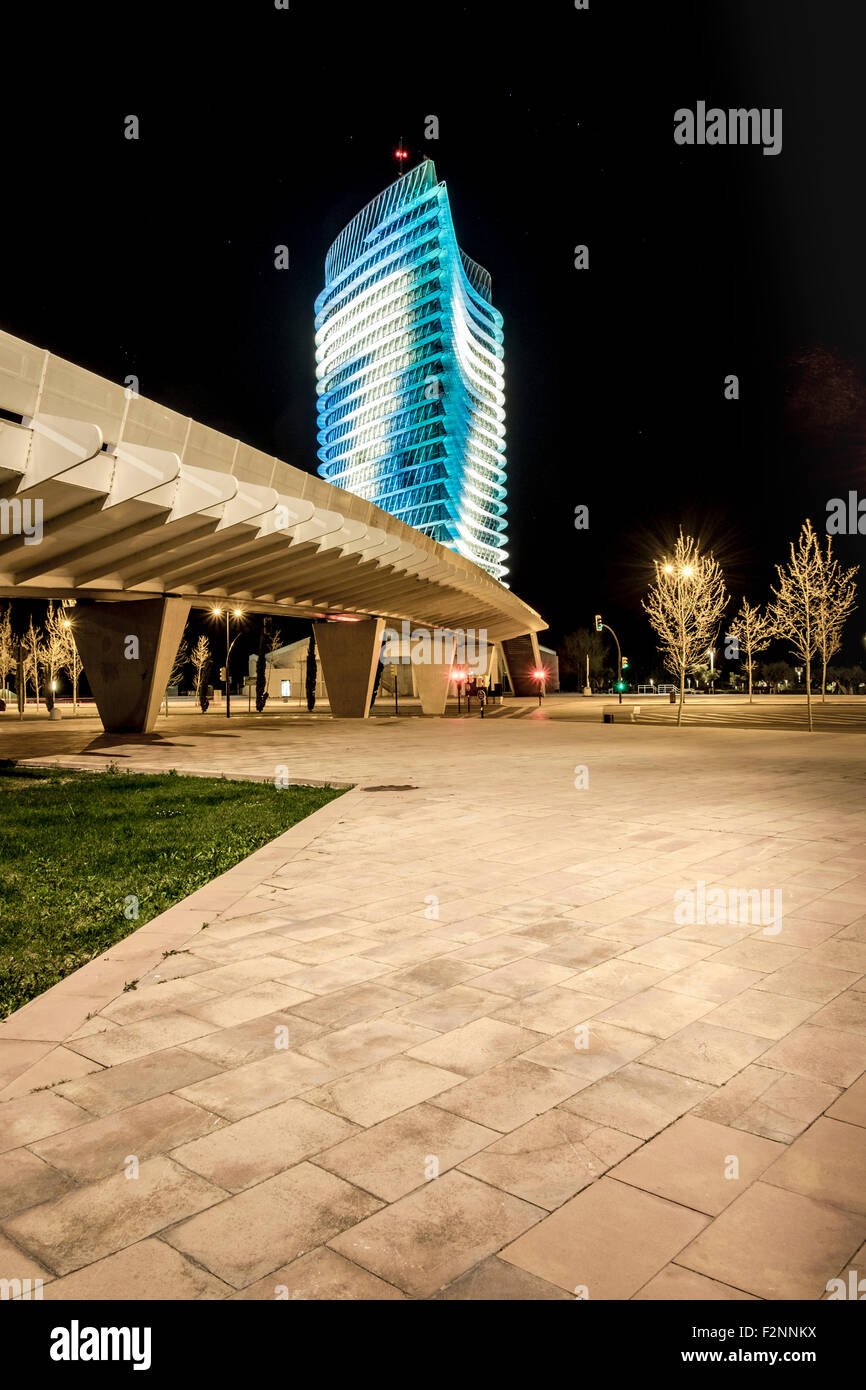Water Tower by Night. Torre del Agua is a 249 ft, high tower built at ...