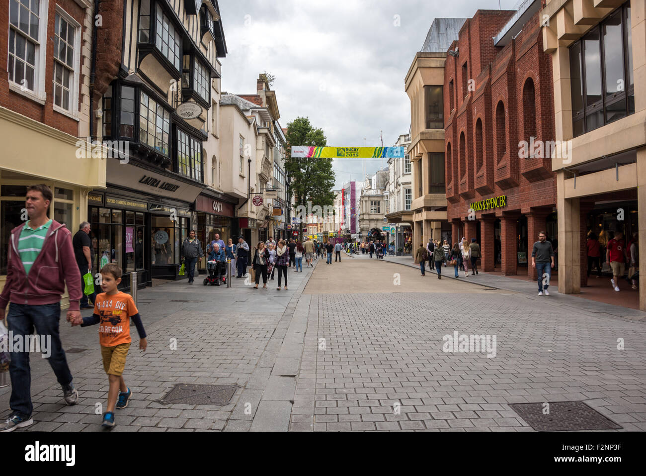 The high Street in Exeter City Centre UK Stock Photo - Alamy