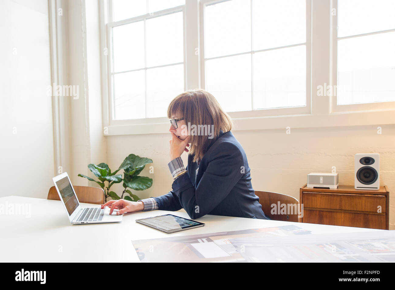 Laptop desk back view hi-res stock photography and images - Alamy