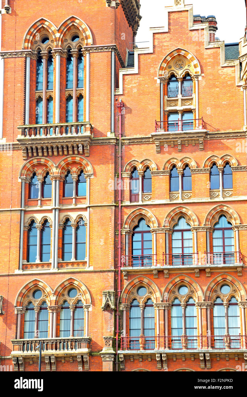 old architecture in london england windows and brick exterior wall ...