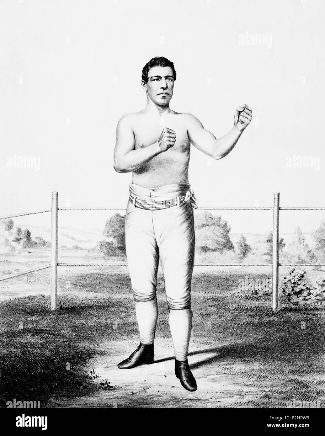 Vintage portrait print of famous Irish American bare-knuckle boxer John ...