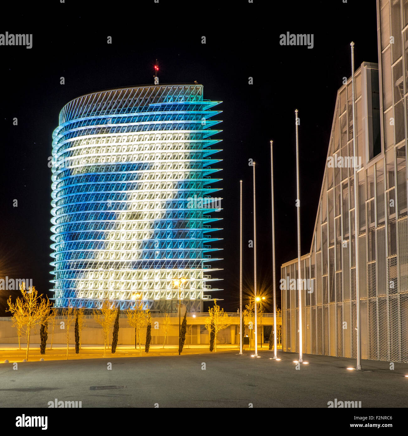 Water Tower by Night. Torre del Agua is a 249 ft, high tower built at ...