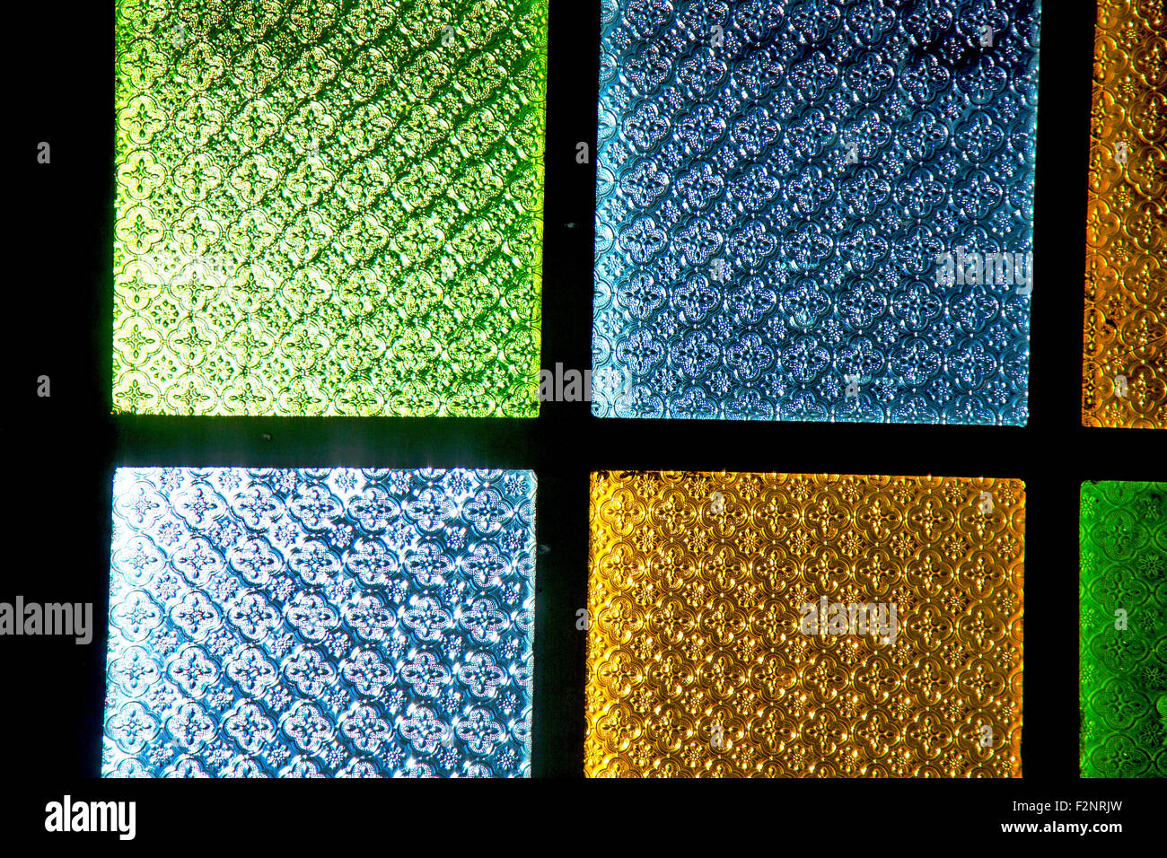 colorated glass and sun in morocco africa window and light Stock Photo ...