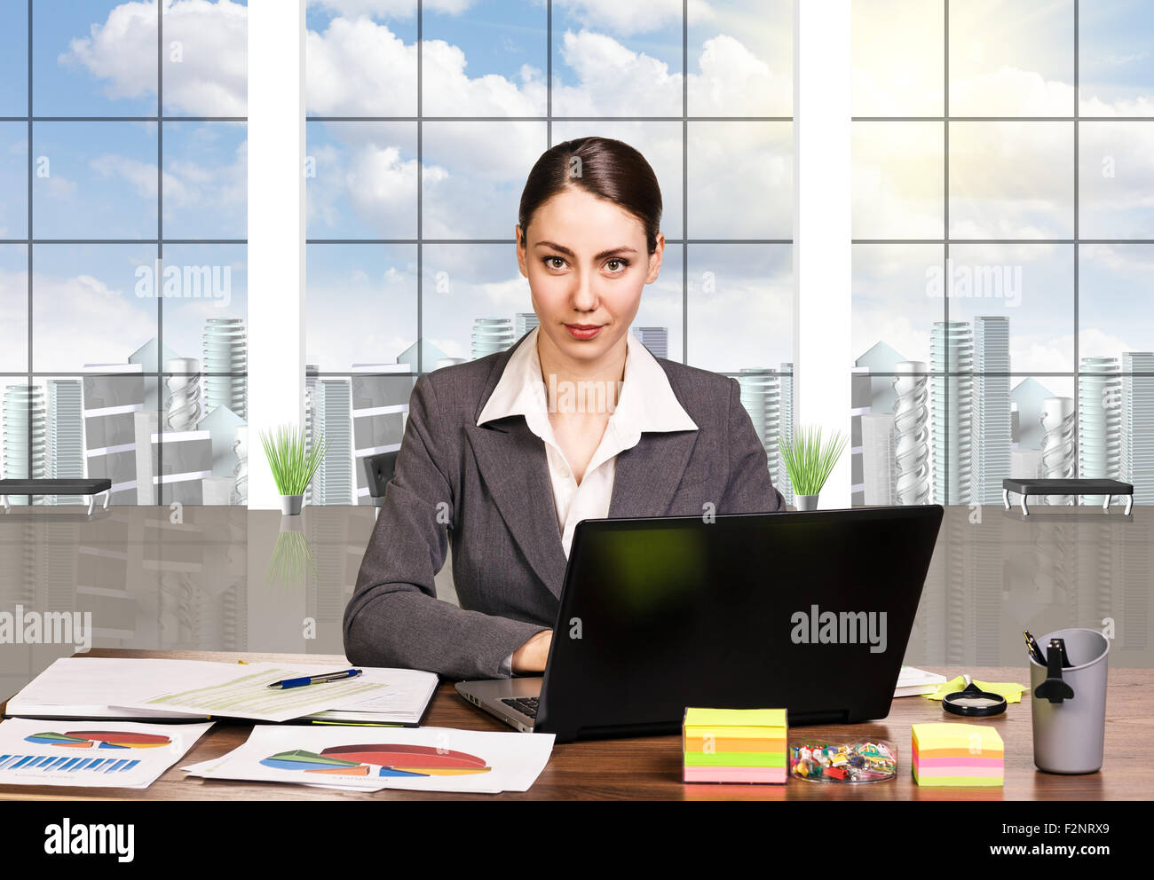 Professional woman work laptop hi-res stock photography and images - Alamy