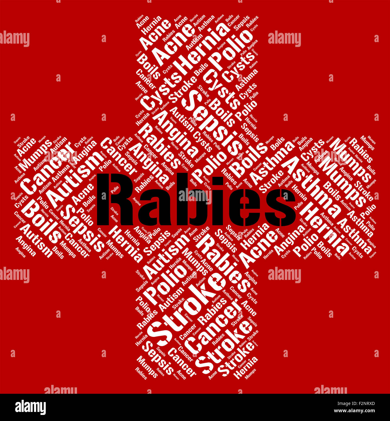 Rabies Word Showing Ill Health And Rabid Stock Photo - Alamy
