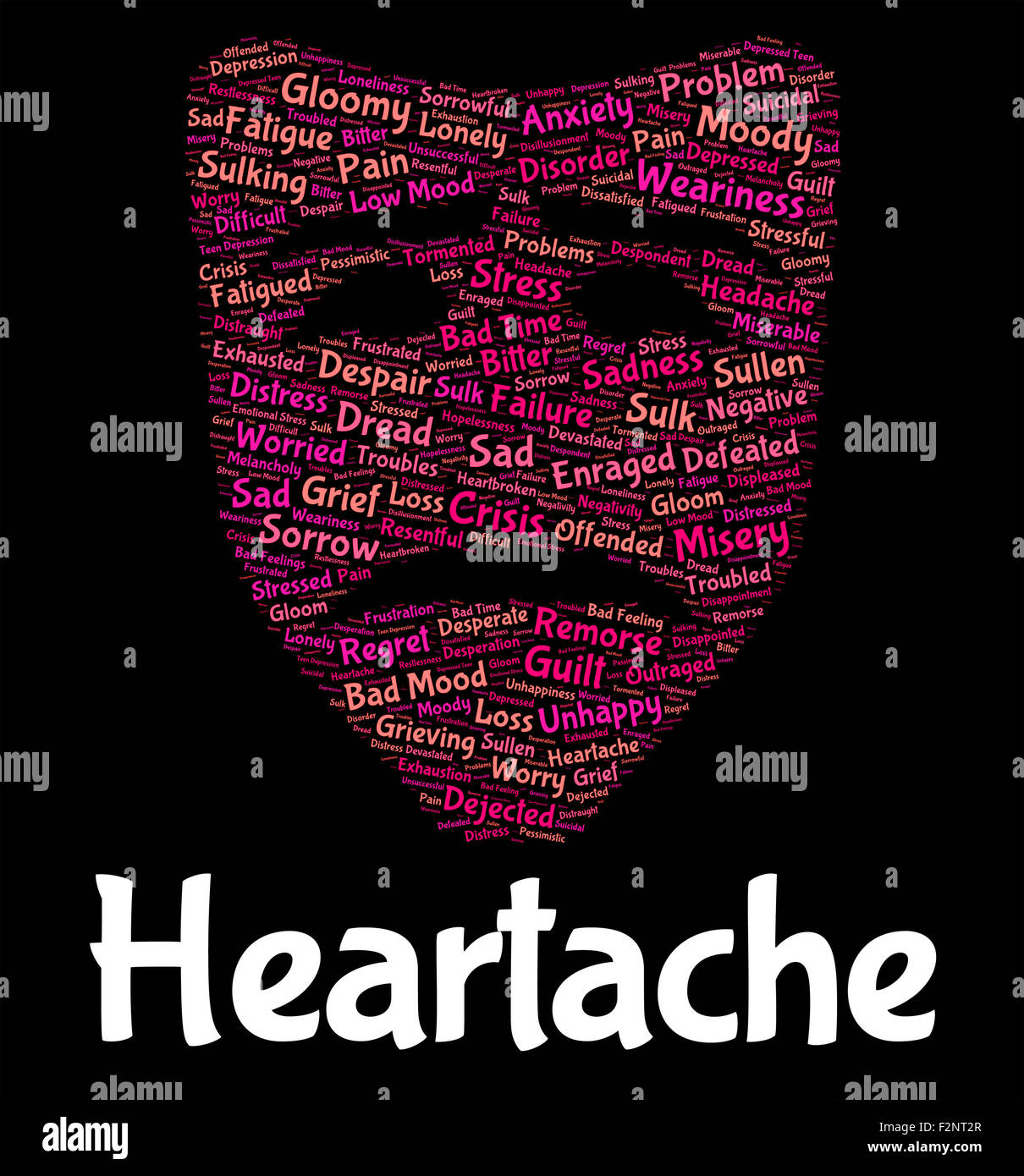 Heartache Word Representing Desolation Anguish And Unhappiness Stock ...