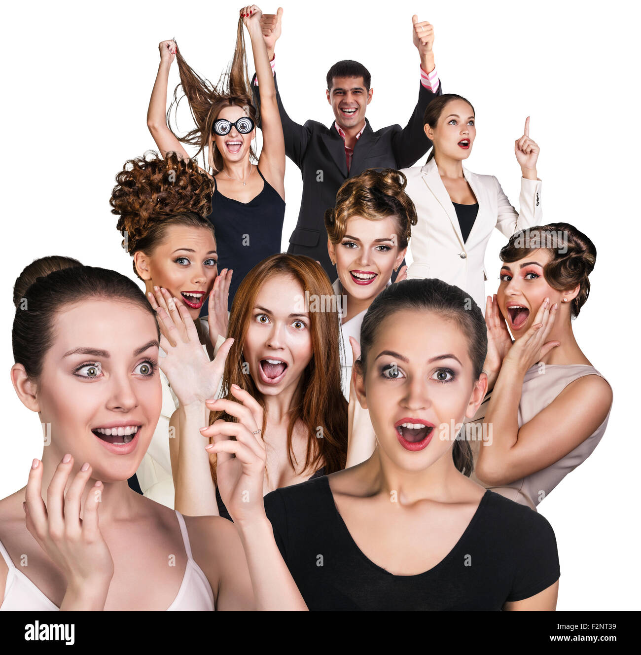 Group of surprised people Stock Photo - Alamy