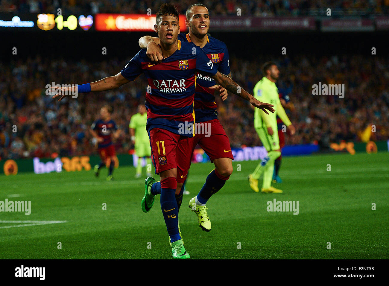 Neymar da Silva Jr (FC Barcelona) celebrates after scoring, during La ...