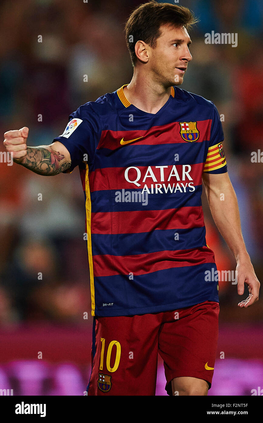 Lionel Messi (FC Barcelona) celebrates after scoring, during La Liga ...