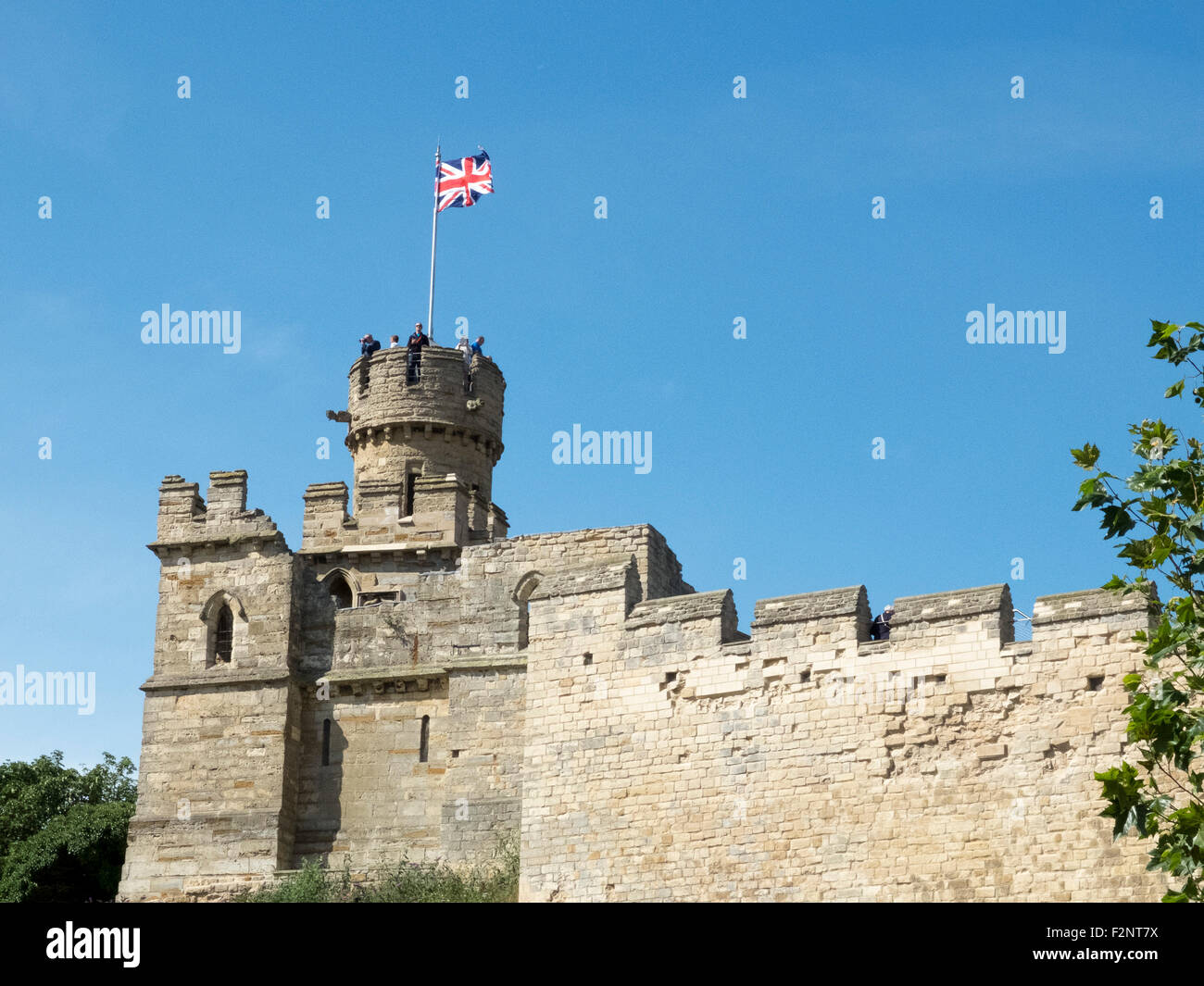 The British flag flying on a turret of Lincoln Castle Stock Photo - Alamy
