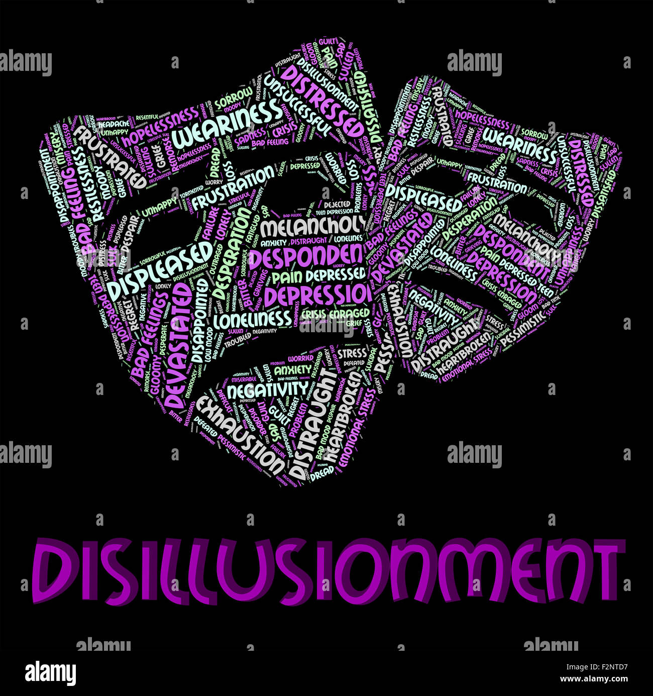 Disillusionment Word Representing World Weary And Words Stock Photo - Alamy