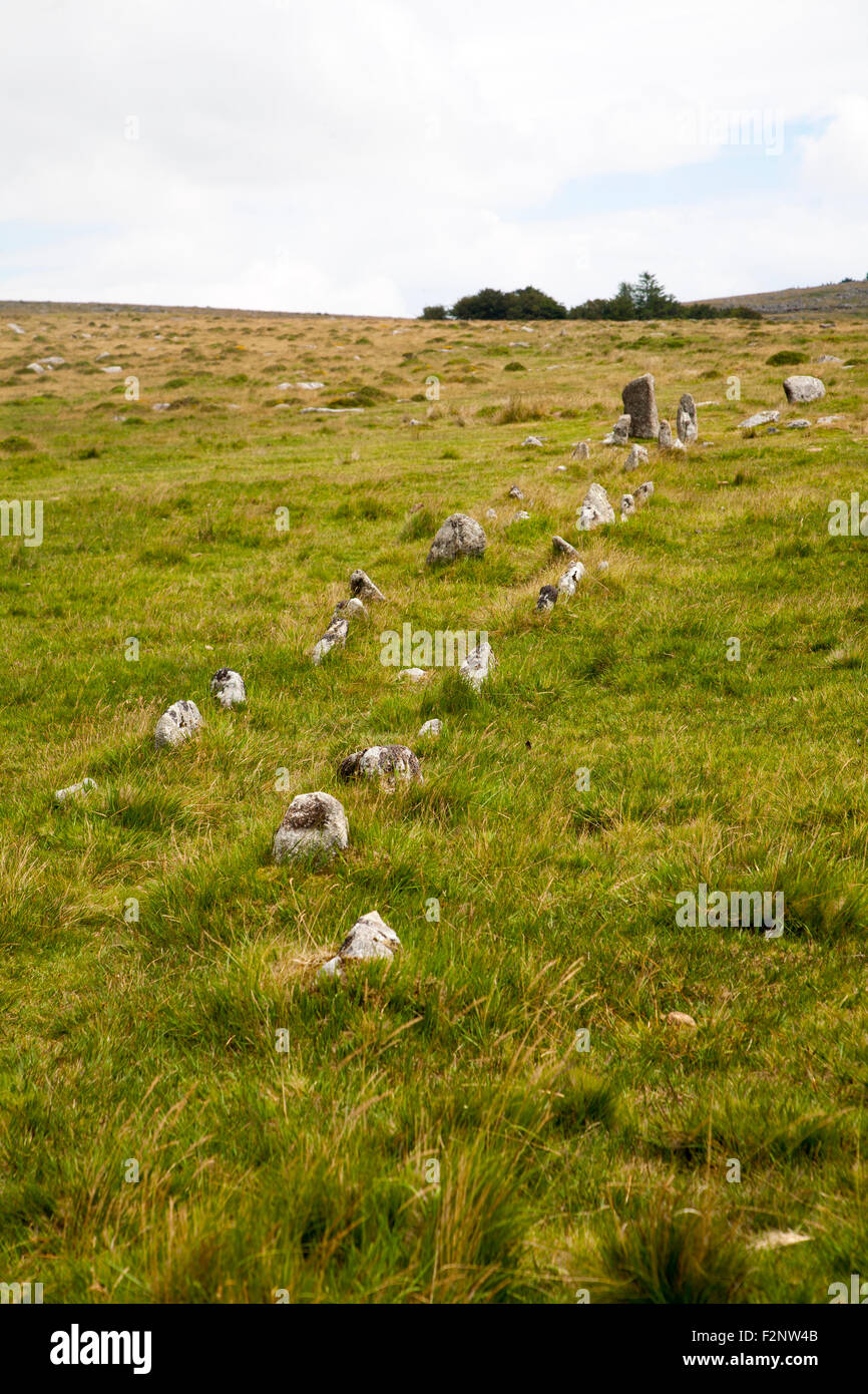 Avenue of standing stones at Merrivale ceremonial complex Dartmoor ...