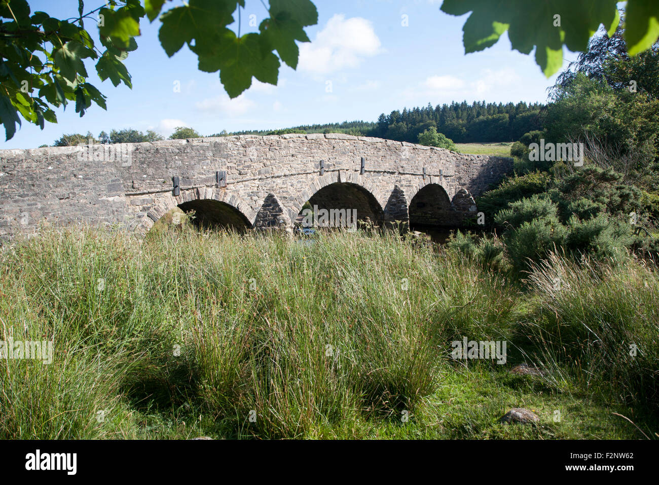 Historic Packhorse bridge at Postbridge, Dartmoor national park, Devon ...