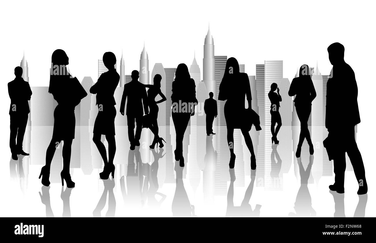 Large group of people silhouette Stock Photo - Alamy