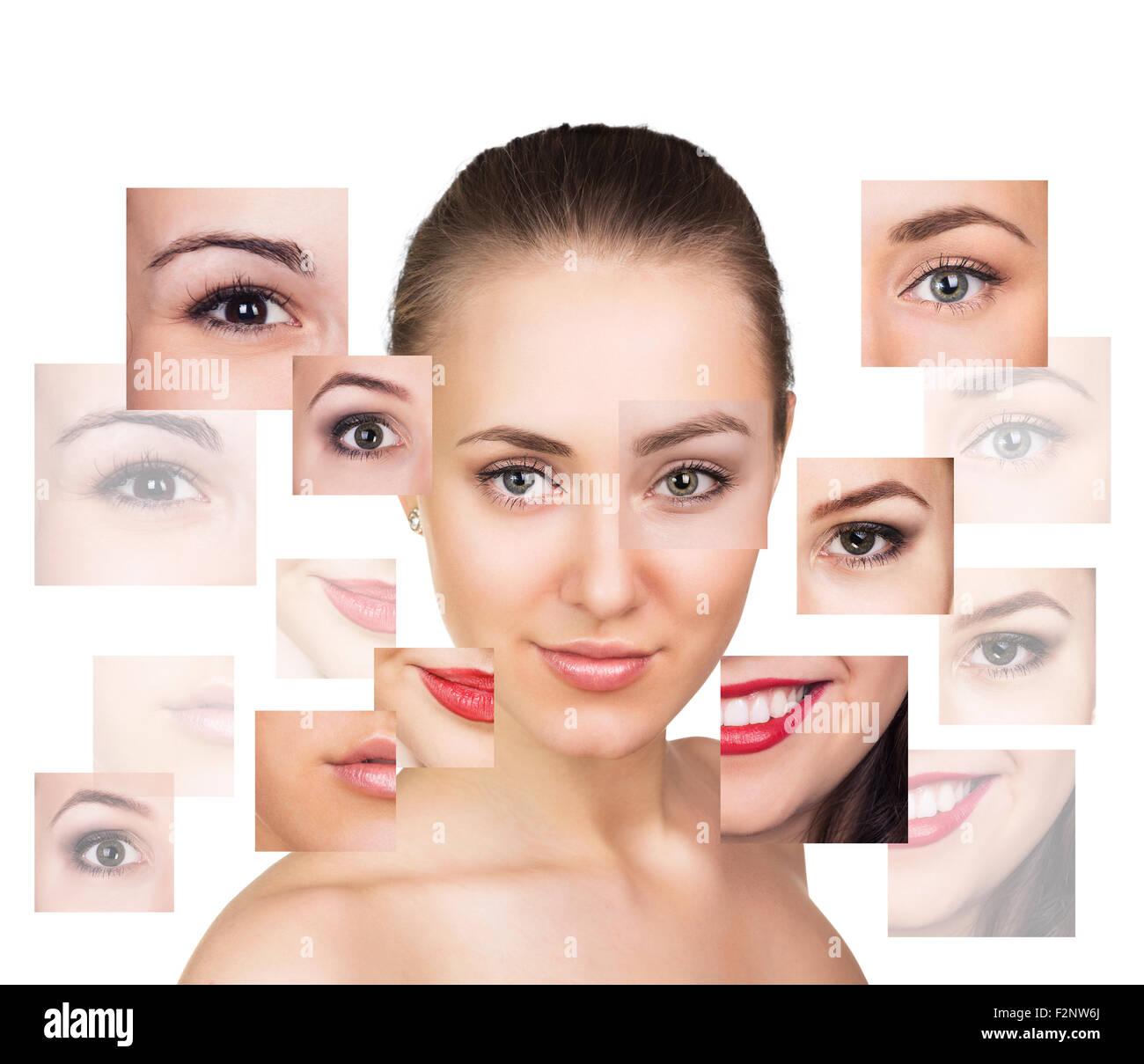 Portrait collage of young woman Stock Photo - Alamy