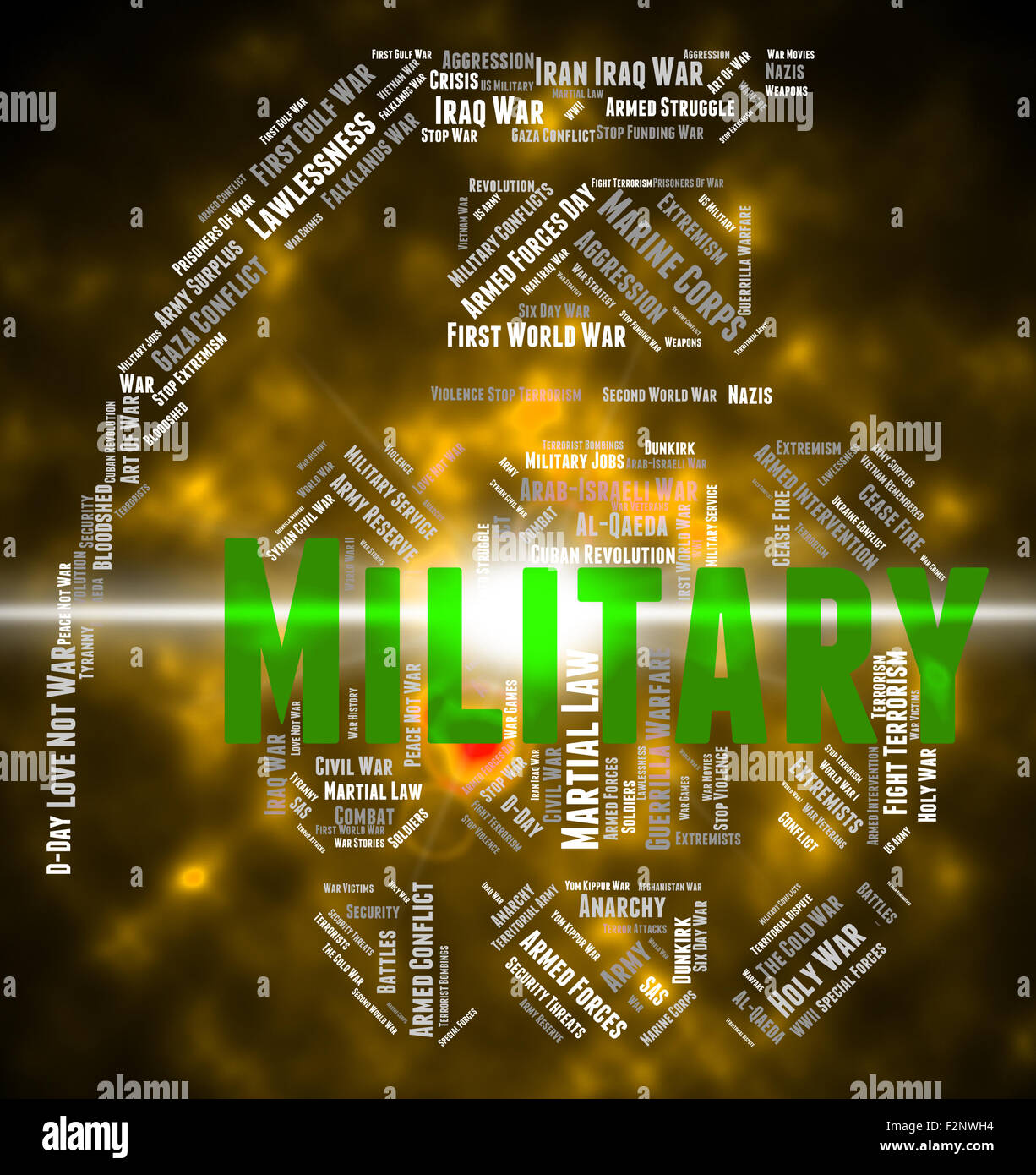 Military Word Showing Armed Forces And Defence Stock Photo - Alamy