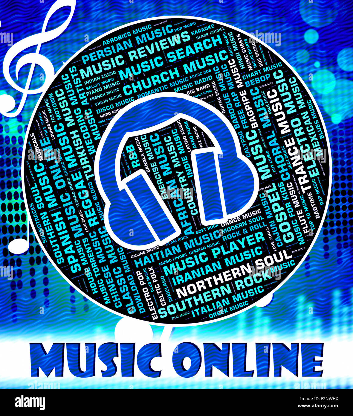 Music Online Representing World Wide Web And Sound Track Stock Photo ...