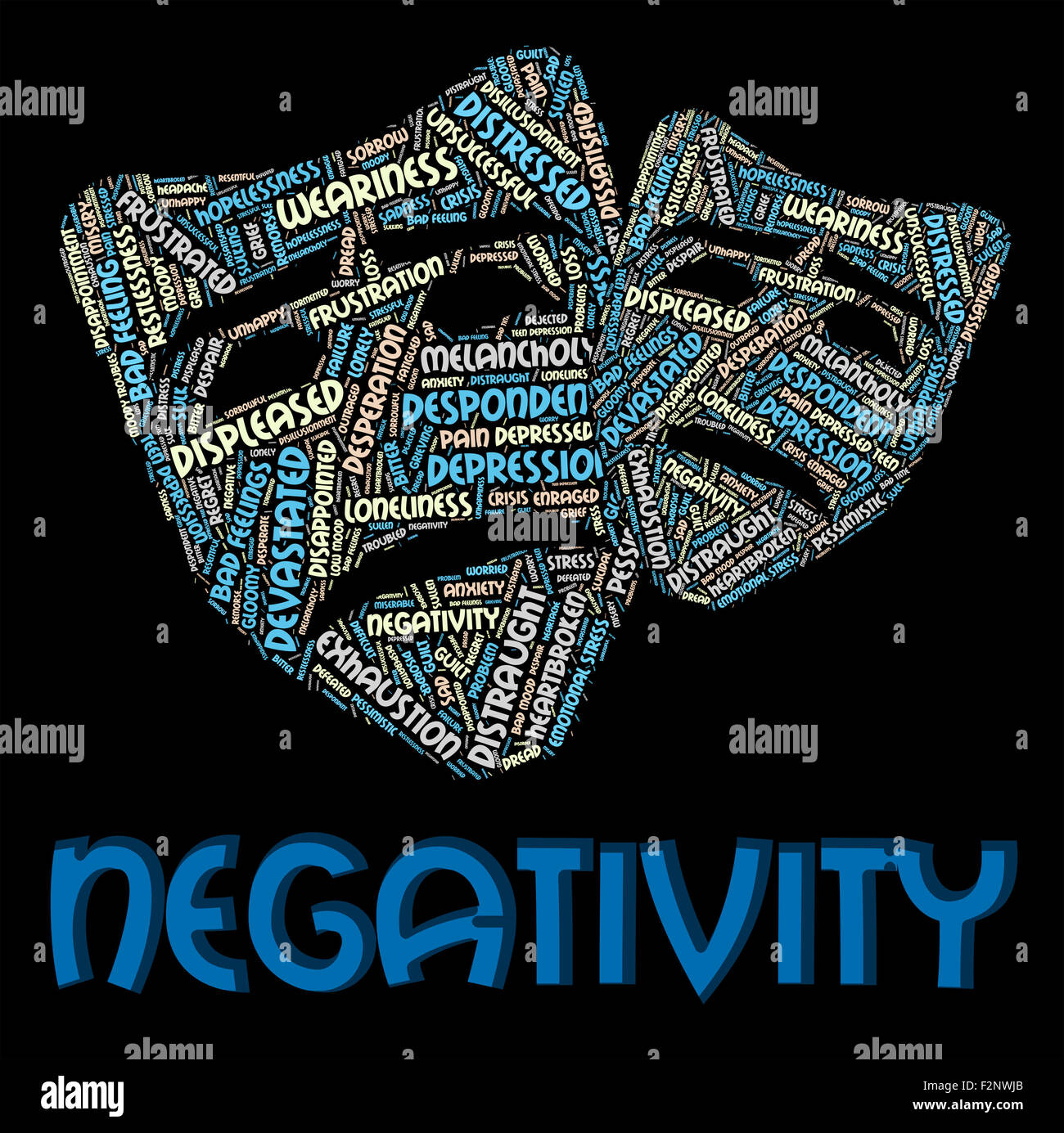 Negativity Word Representing Text Dissentt And Defeatist Stock Photo ...